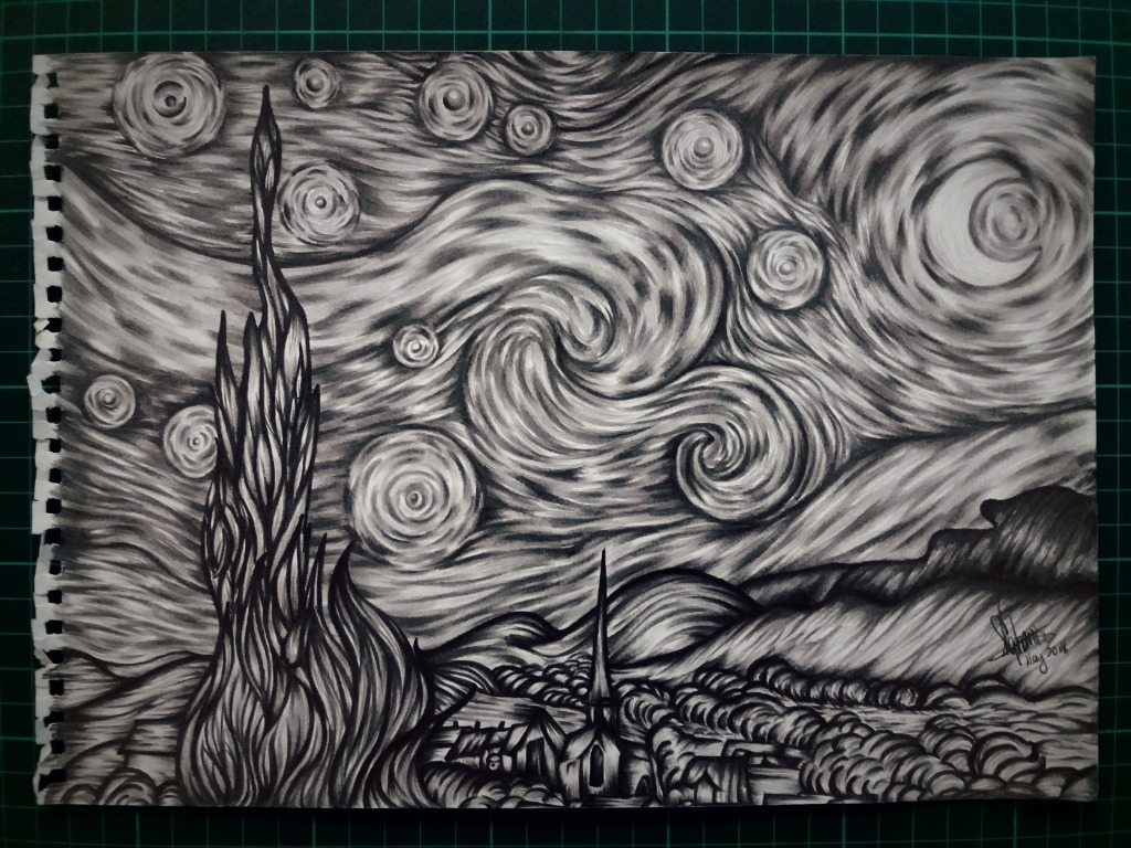 how to draw starry night with pencil