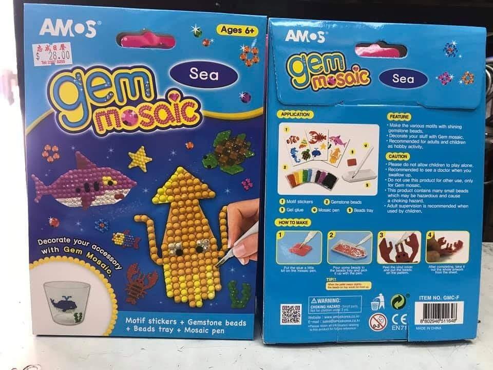 幼1兒玩具 AMOS 無毒安全 GEM Mosaic 裝飾貼鑽DIY, 興趣及遊戲, 書本 & 文具, 小朋友書 - Carousell
