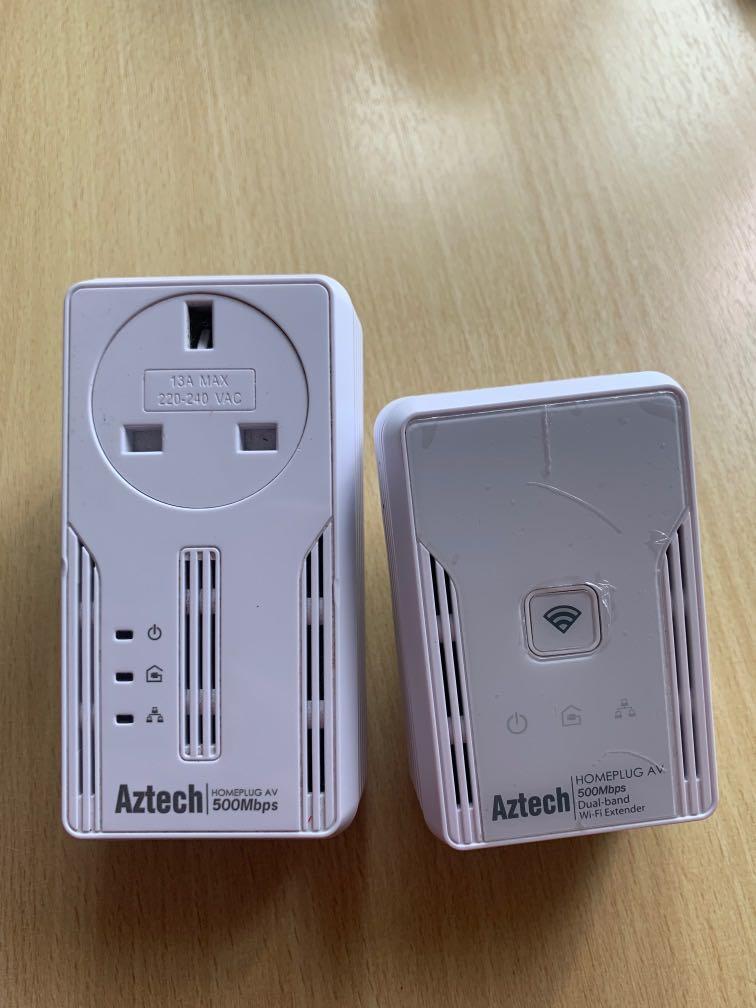 Aztech HomePlug Wifi Extender (Pair), Computers & Tech, Parts ...
