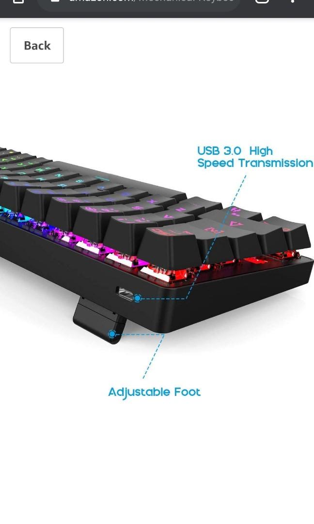 DIERYA Mechanical Gaming Keyboard 60% True RGB Backlit Bluetooth 4.0 ...