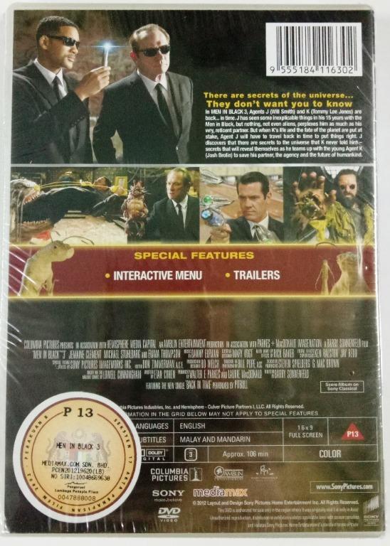 English Movie Men In Black 3 MIB DVD 2012 Film Will Smith Tommy Lee Jones Josh Brolin, Hobbies ...