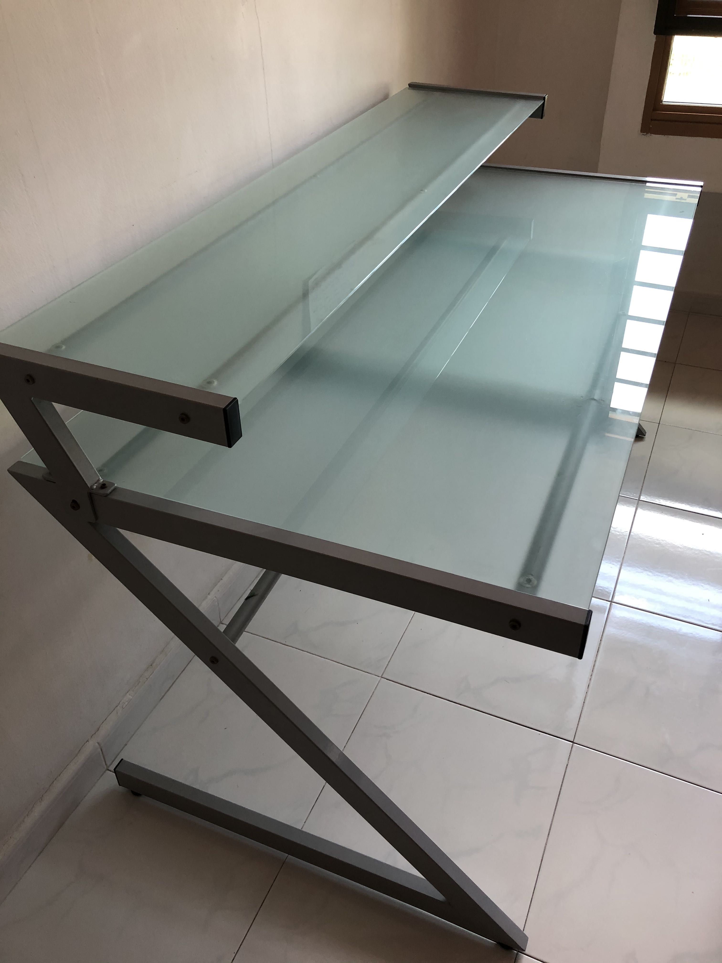 Glass Study Table, Furniture & Home Living, Furniture, Tables & Sets on ...