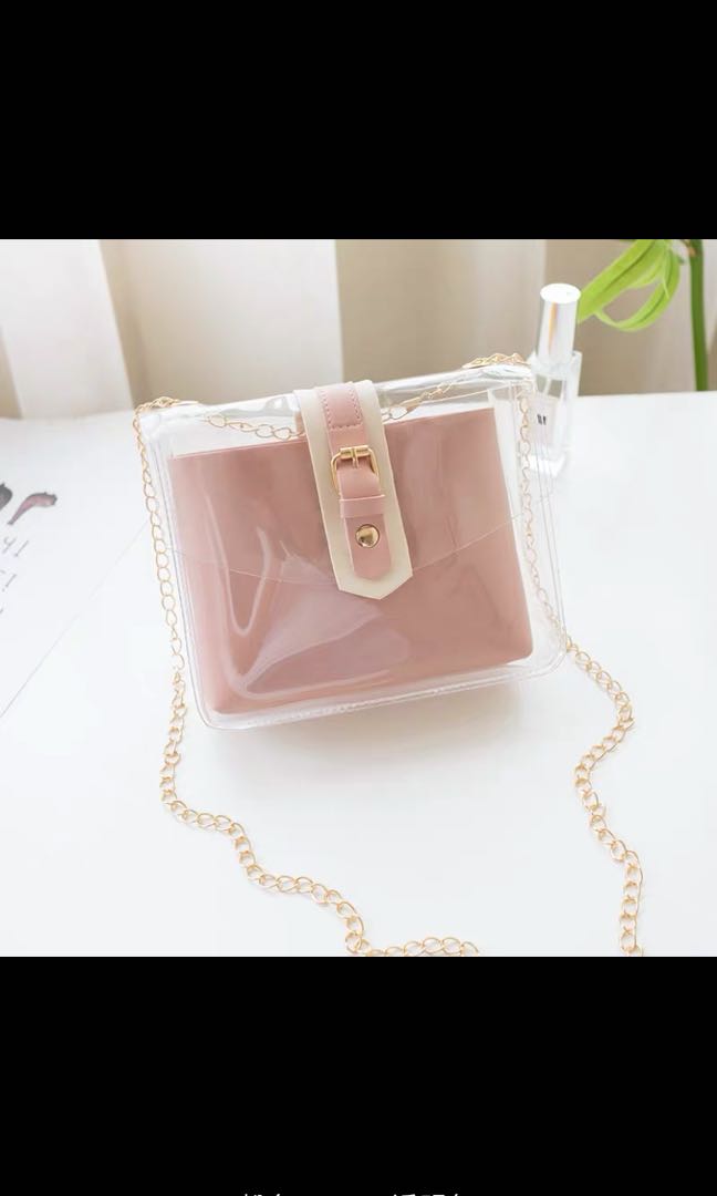 Hand Bag ( Transparent+Colour ), Women's Fashion, Bags & Wallets, Cross ...