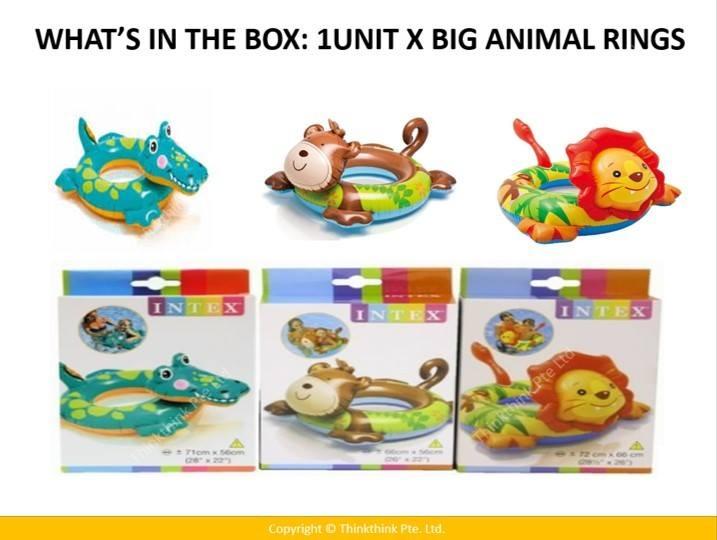 INTEX -MONKEY INFLATABLE SWIM RINGS SWIMMING POOL FLOAT FOR 3 - 6 YEARS ...