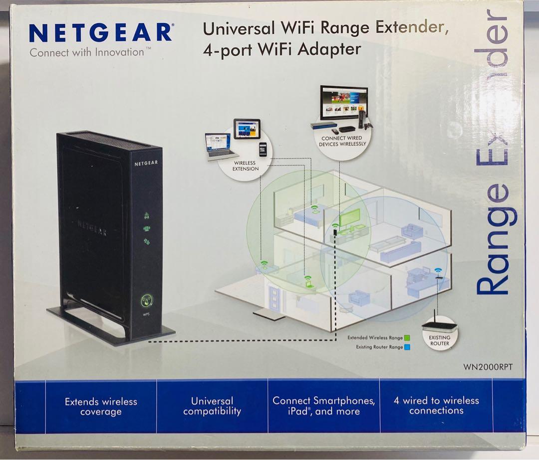 NetGear 4 Port Wifi Range Extender (New) & NetGear Range Max Gigabit ...