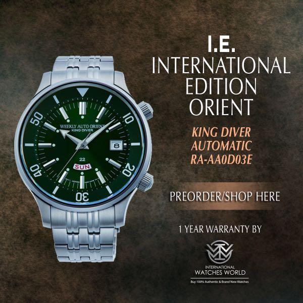 ORIENT INTERNATIONAL EDITION EDITION KING DIVER REVIVAL GREEN DIAL 200M ...
