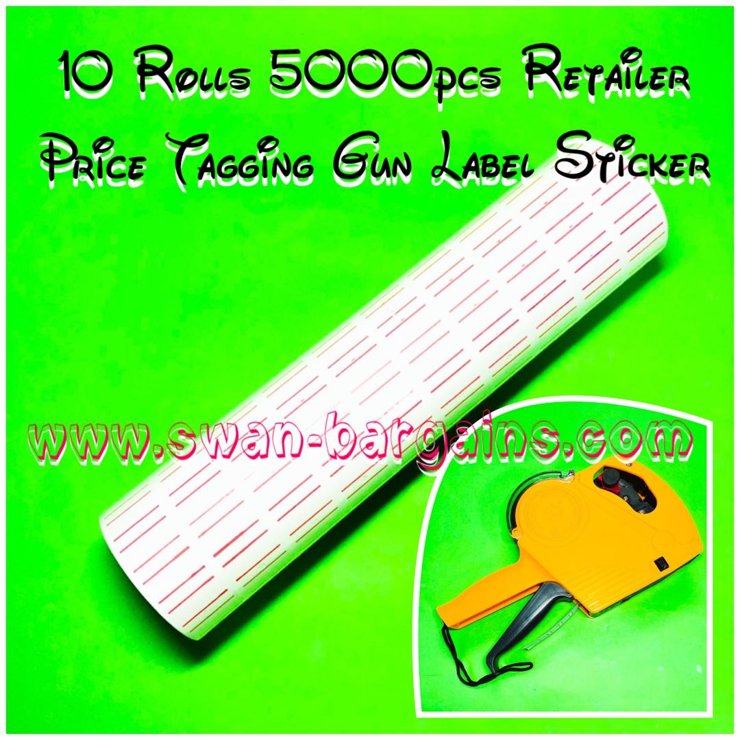 10 Rolls 5000pcs Handheld Portable 8 Characters Single Line Retailer ...