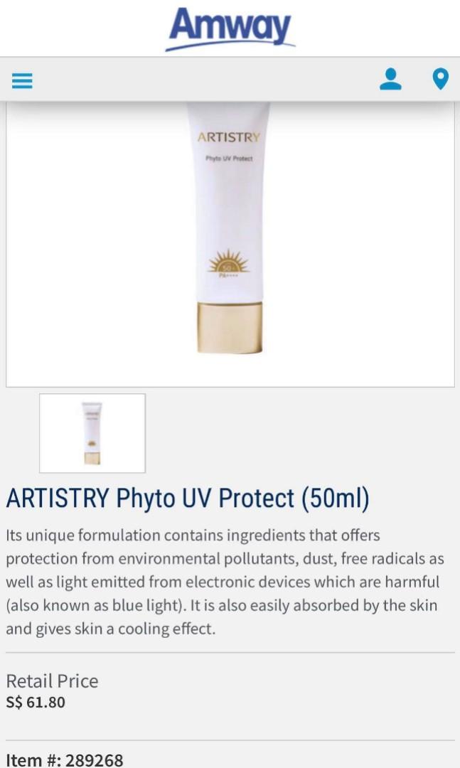 Artistry Phyto Uv Protect 50ml, Beauty & Personal Care, Face, Face Care on Carousell