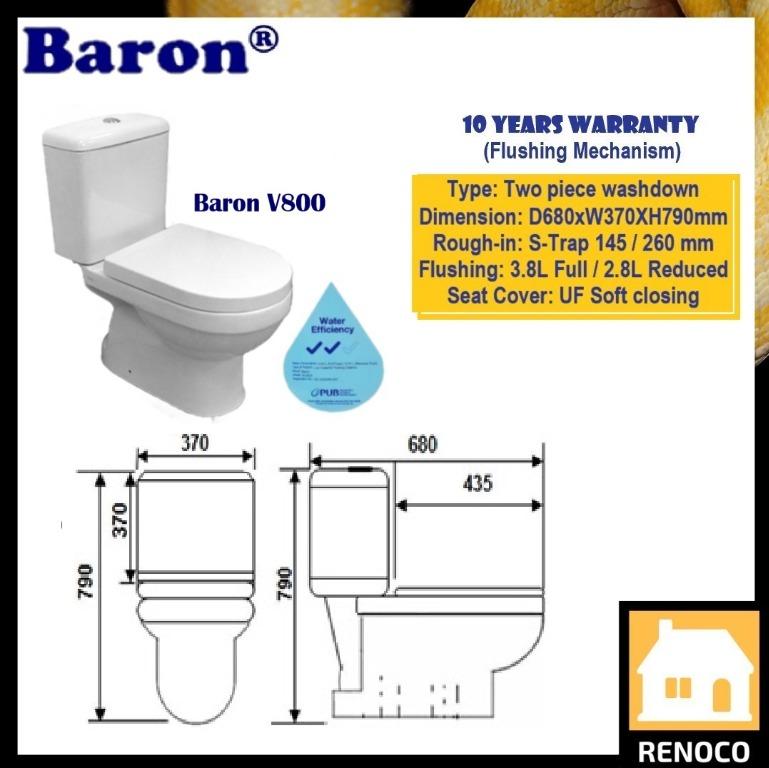 Baron V800 Toilet Bowl, Furniture & Home Living, Bathroom & Kitchen ...