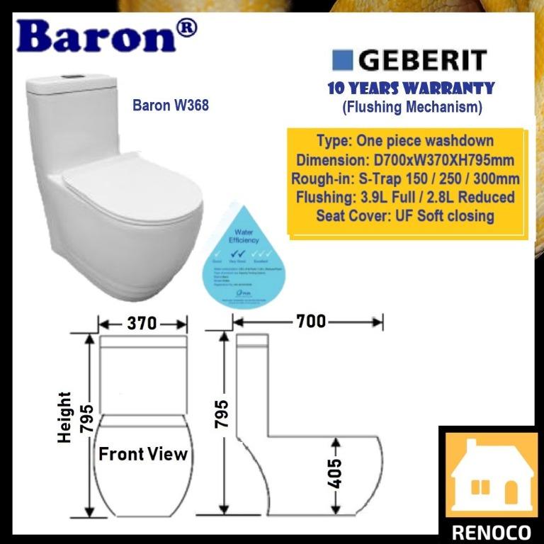 Baron WC 368 Toilet Bowl, Furniture & Home Living, Bathroom & Kitchen ...