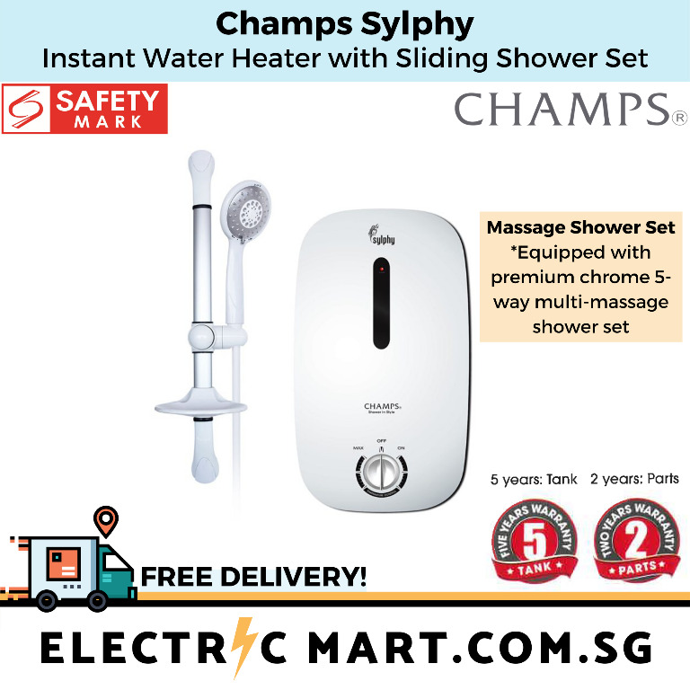 Champs Sylphy Instant Water Heater c/w Sliding Shower Set (Singapore ...