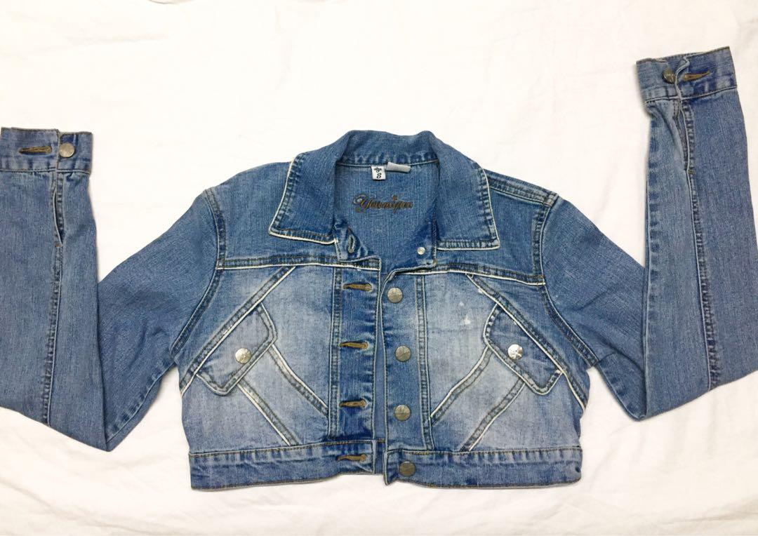 Half Denim Jacket, Women's Fashion, Tops, Others Tops on Carousell