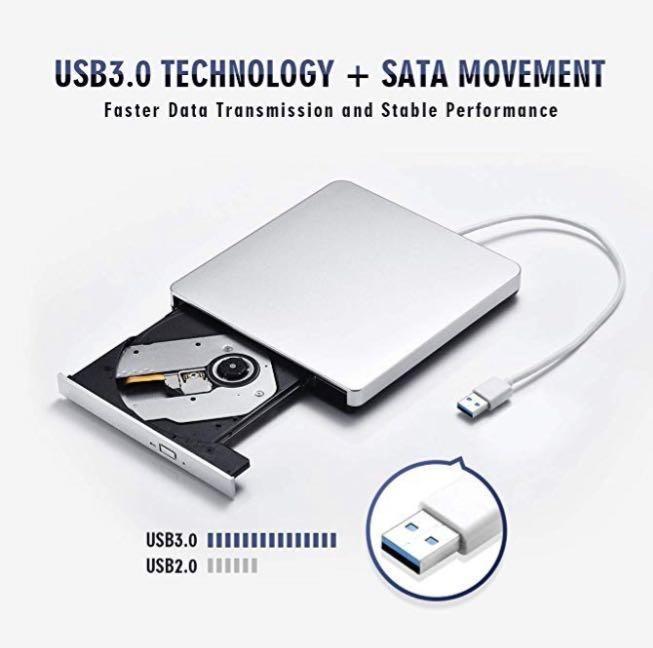(M19) CD/DVD External Drive with USB3.0 and Type-C Interface, Faster ...