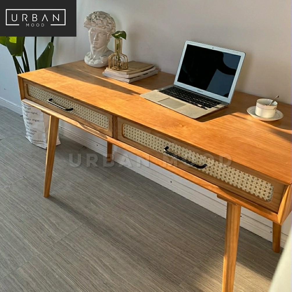 NEUX Vintage Rattan Study Table, Furniture & Home Living, Furniture ...