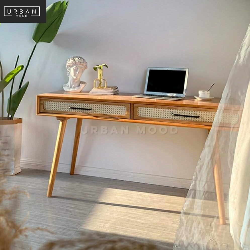 NEUX Vintage Rattan Study Table, Furniture & Home Living, Furniture ...