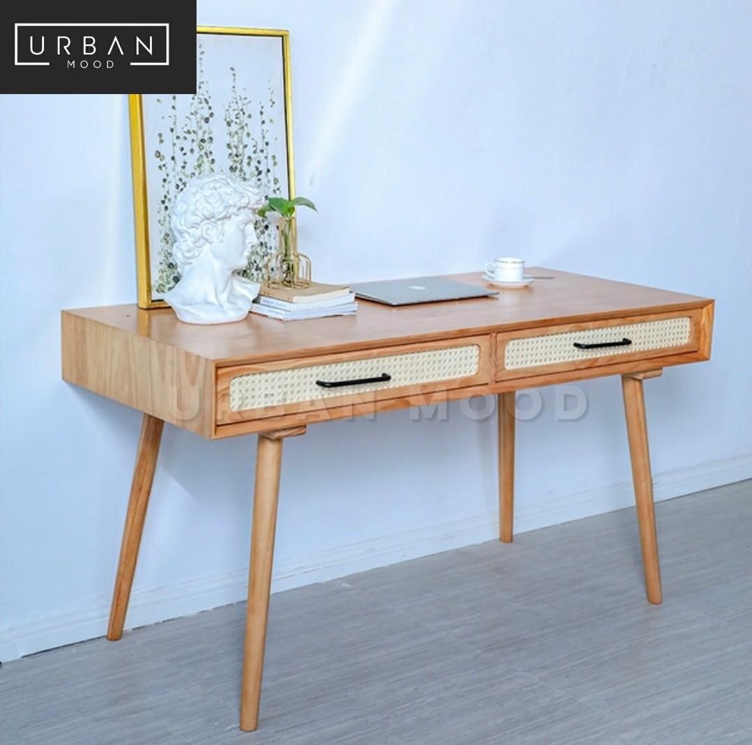 NEUX Vintage Rattan Study Table, Furniture & Home Living, Furniture ...