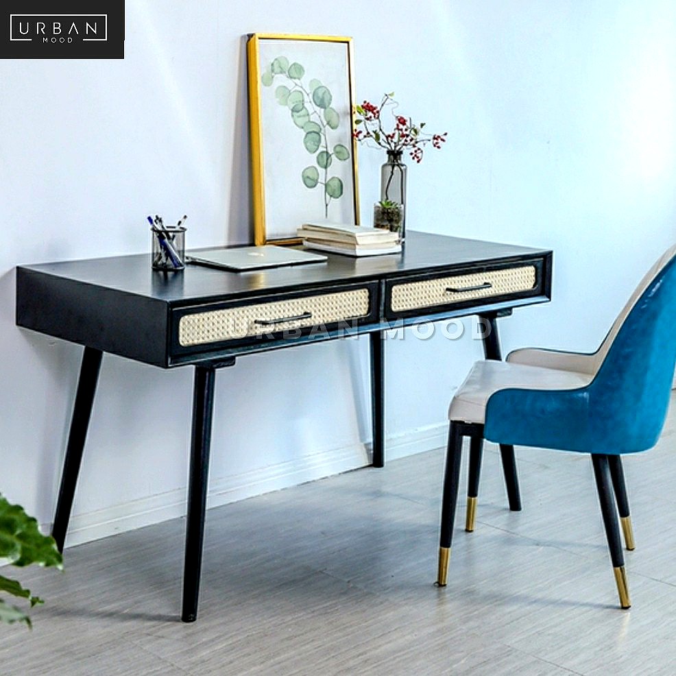 NEUX Vintage Rattan Study Table, Furniture & Home Living, Furniture ...