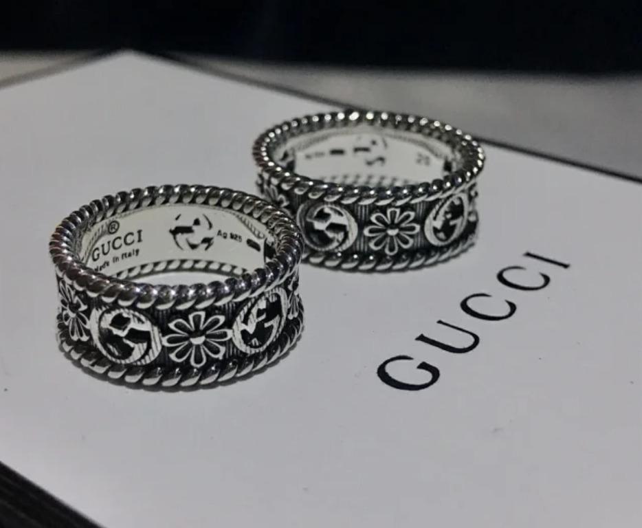 Gucci classic double G ring men and women sterling silver 925 retro ...