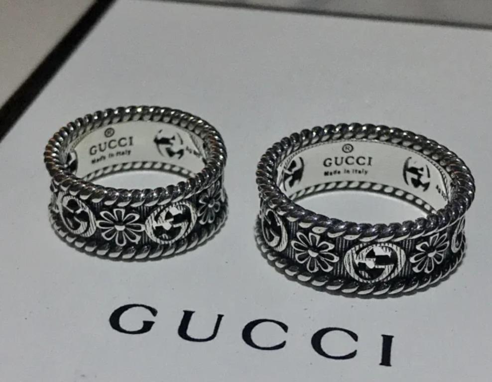 Gucci classic double G ring men and women sterling silver 925 retro ...