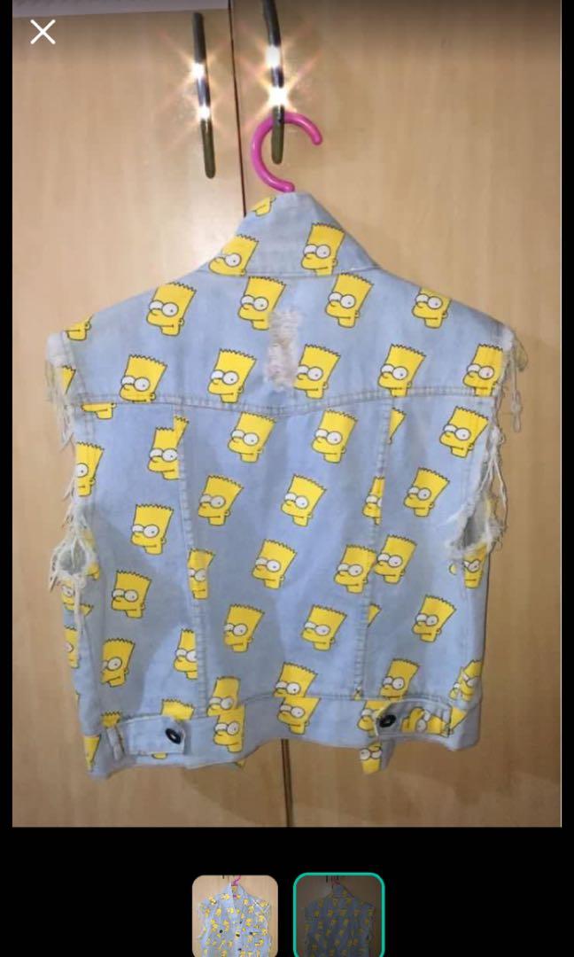 SIMPSONS DENIM VEST, Women's Fashion, Coats, Jackets and Outerwear on ...