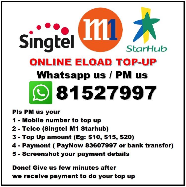 Singtel, M1, Starhub top up, Mobile Phones & Gadgets, Mobile & Gadget ...