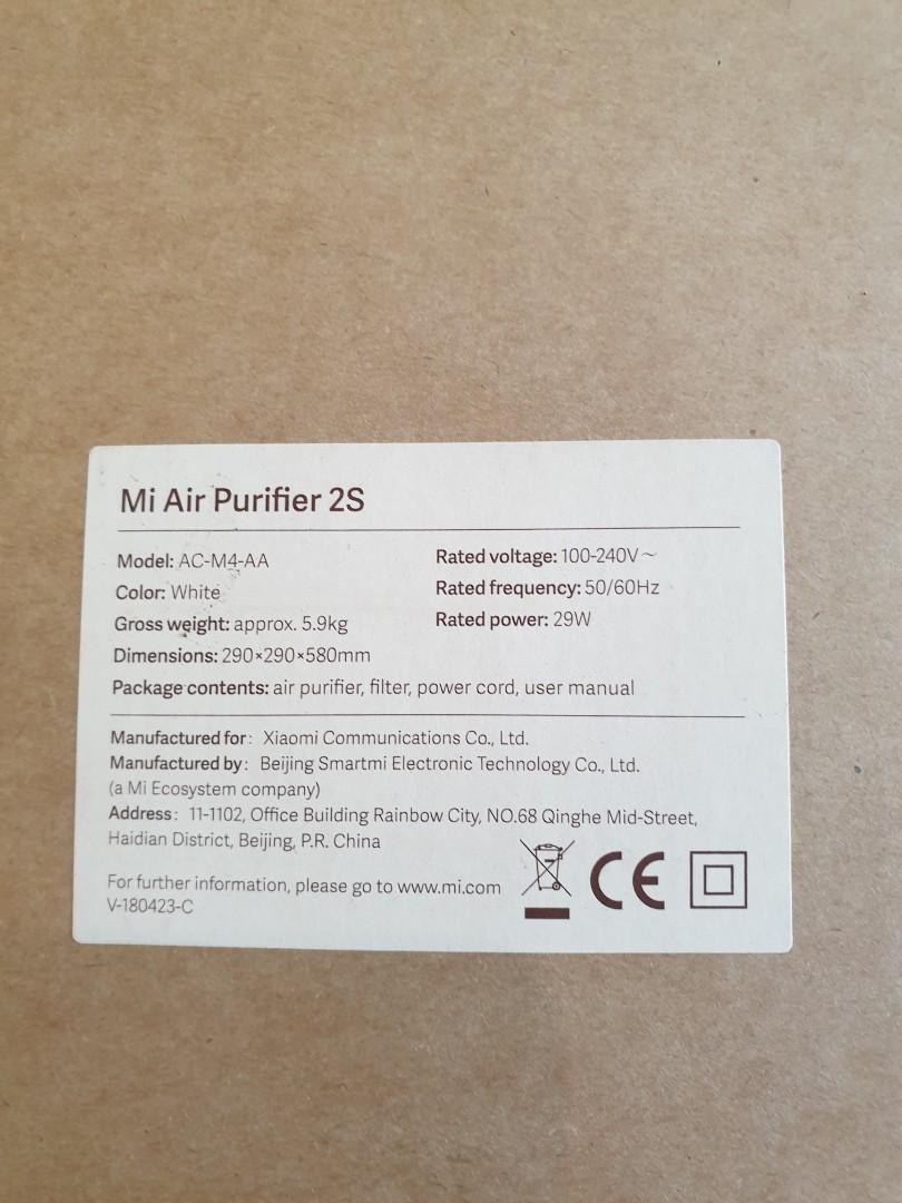 Xiaomi Air Purifier 2S + Box, TV & Home Appliances, Air Purifiers ...