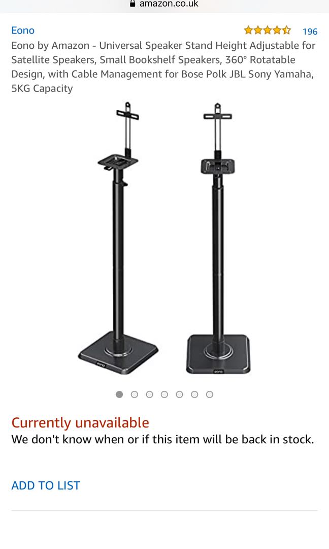 Eono Universal Speaker Stand Height Adjustable for Satellite Speakers ...
