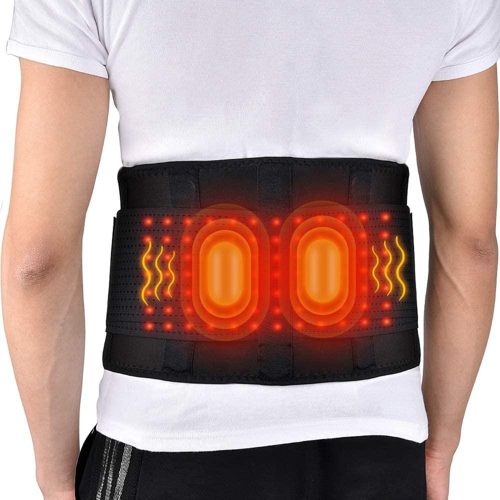 HailiCare Heated Back Support Belt, Waist Belt Wrap, Heat & Vibration ...