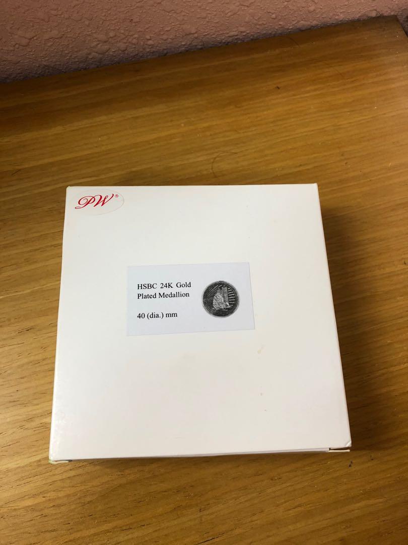 HSBC 24K Gold Plated Medallion 40mm 匯豐銀行 150周年 紀念金幣, 興趣及遊戲, 收藏品及紀念品, 郵票 ...