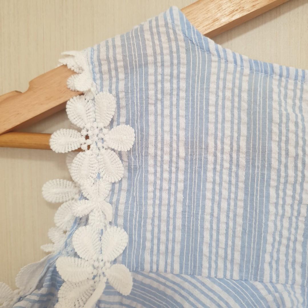 Light blue sabrina top, Women's Fashion, Tops, Blouses on Carousell