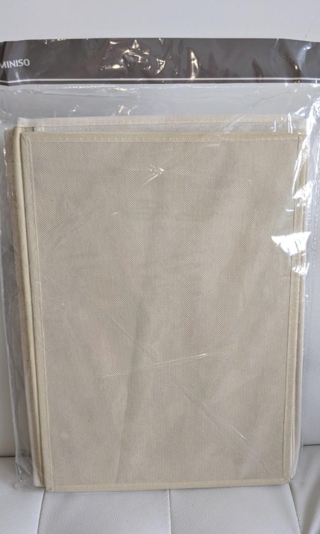 Miniso grey linen storage box, Furniture & Home Living, Home ...