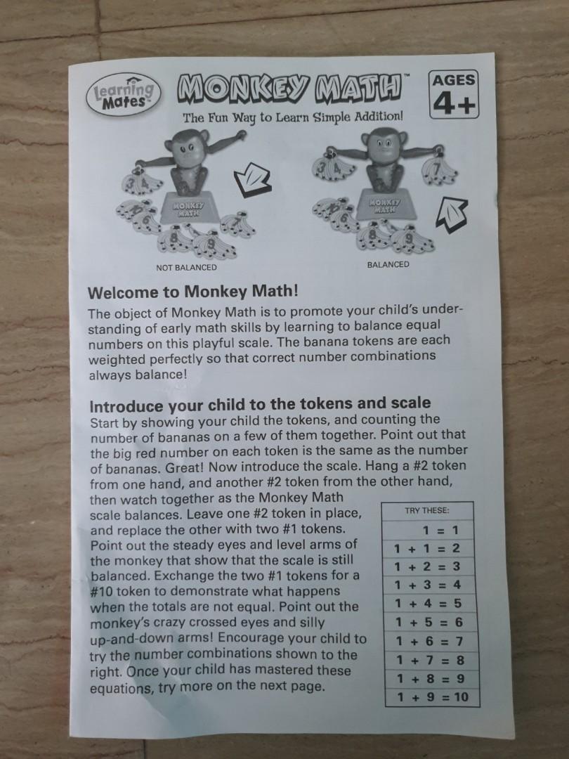 Monkey Maths-Number Bonds, Hobbies & Toys, Toys & Games on Carousell
