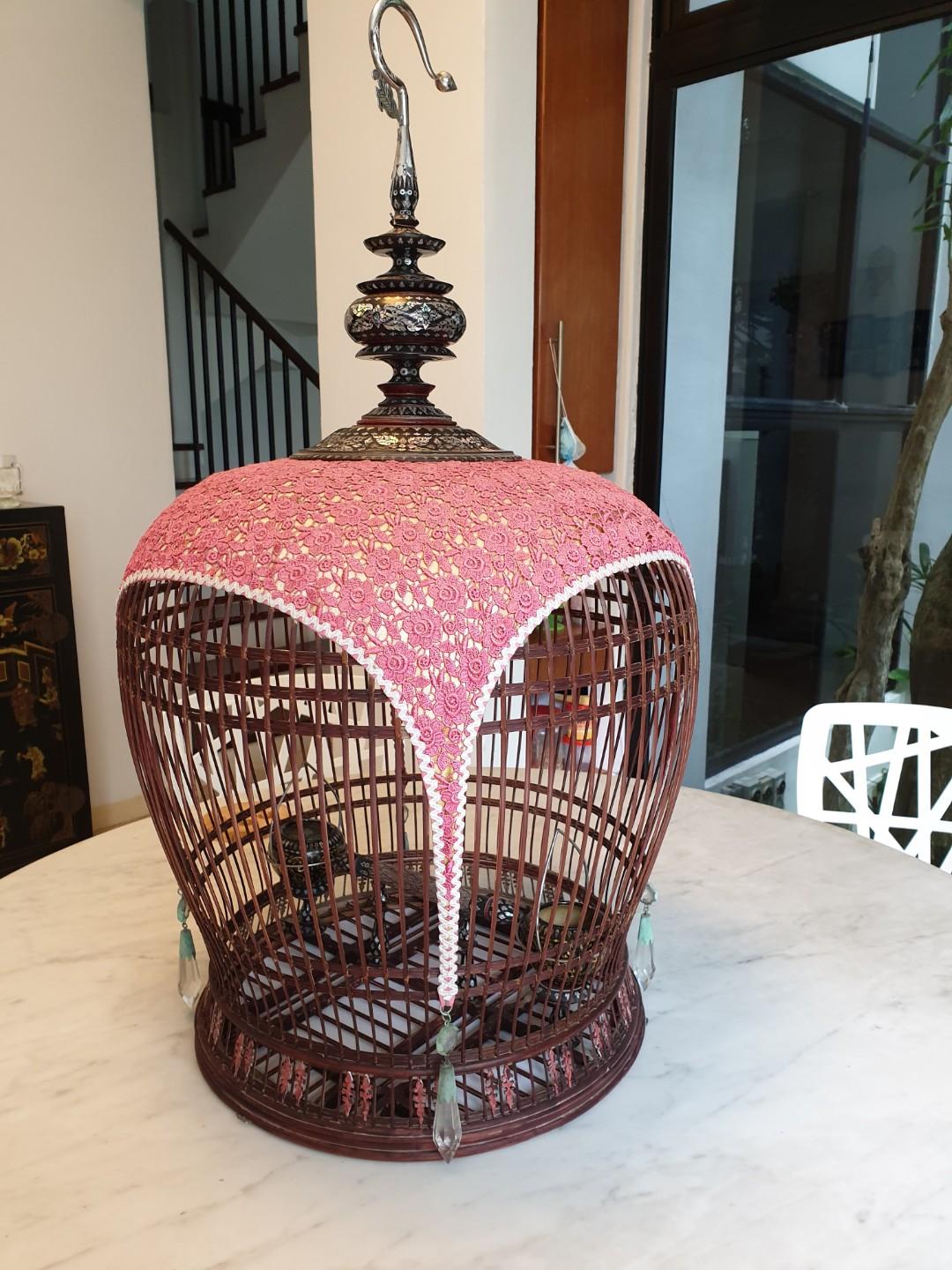 Merbok Cage with Mother of Pearl Handle (Pinang Pipit) comes with pair ...