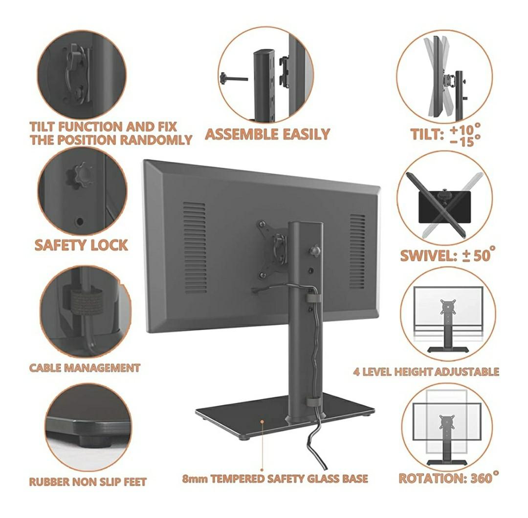 Hemudu Single LCD Computer Monitor Free-Standing Desk Stand Riser for ...