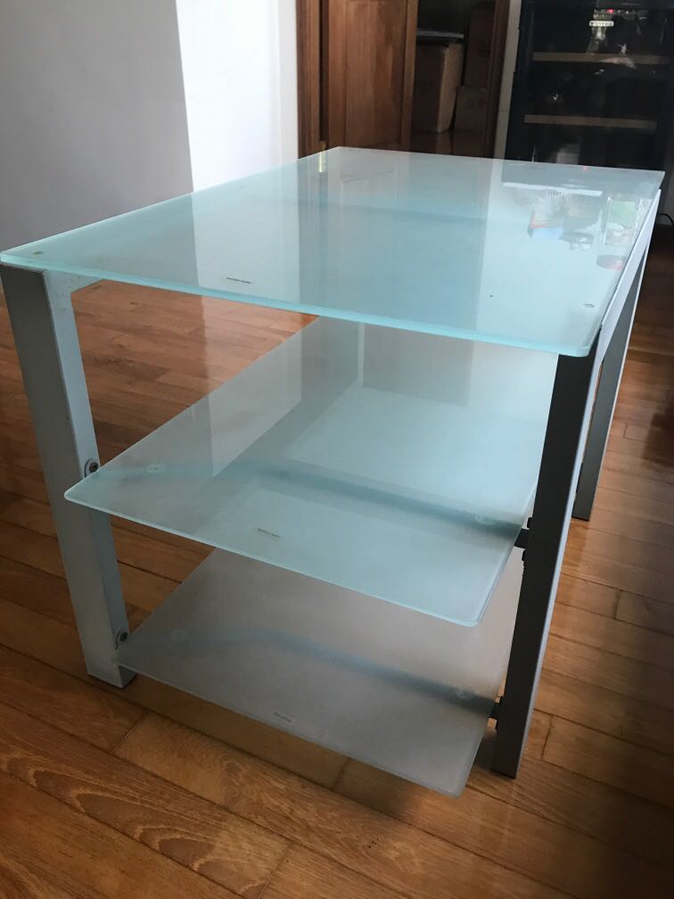 Tampered Glass 3-layer TV stand/ coffee table Preloved, Furniture ...