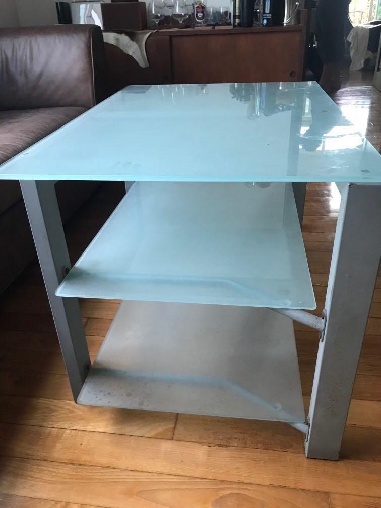 Tampered Glass 3-layer TV stand/ coffee table Preloved, Furniture ...