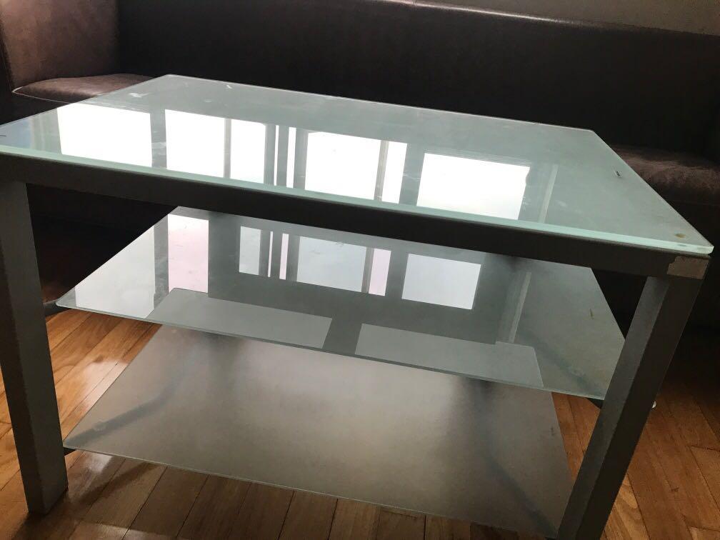 Tampered Glass 3-layer TV stand/ coffee table Preloved, Furniture ...