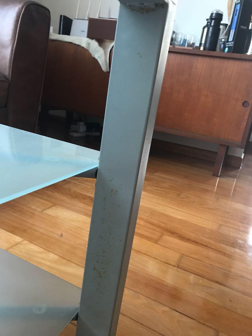 Tampered Glass 3-layer TV stand/ coffee table Preloved, Furniture ...
