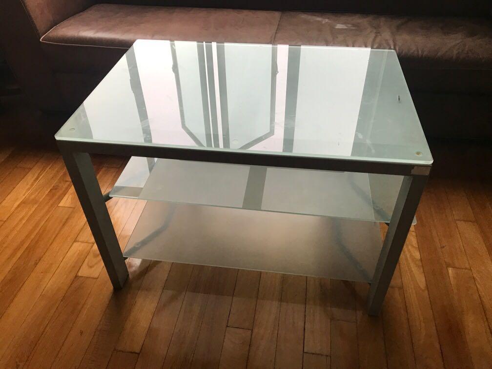 Tampered Glass 3-layer TV stand/ coffee table Preloved, Furniture ...