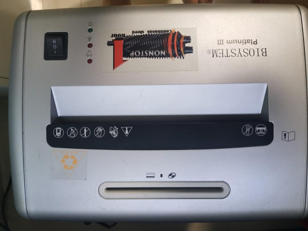 Biosystem Platinum III Shredder, Computers & Tech, Office & Business ...