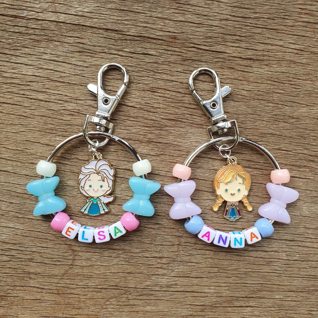 Disney Frozen customised name keychain set - Elsa & Anna *Special ...