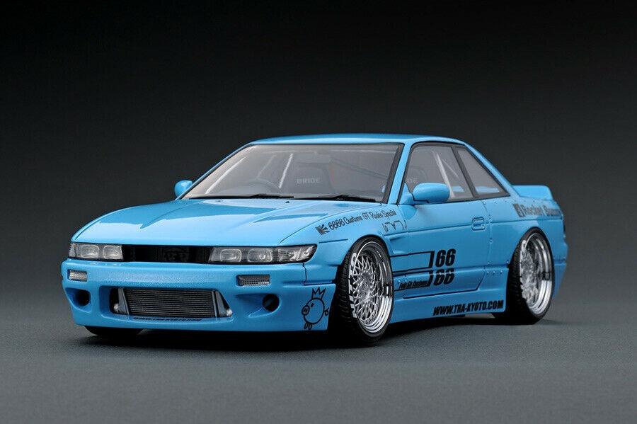 Ignition Model 1/18 Nissan Silvia Rocket Bunny S13 V1 Light Blue IG1129 ...