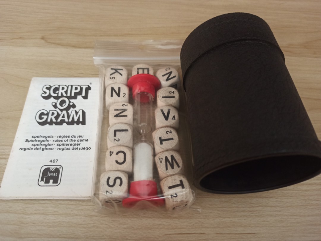 Script O Gram word game with dice, Hobbies & Toys, Toys & Games on ...