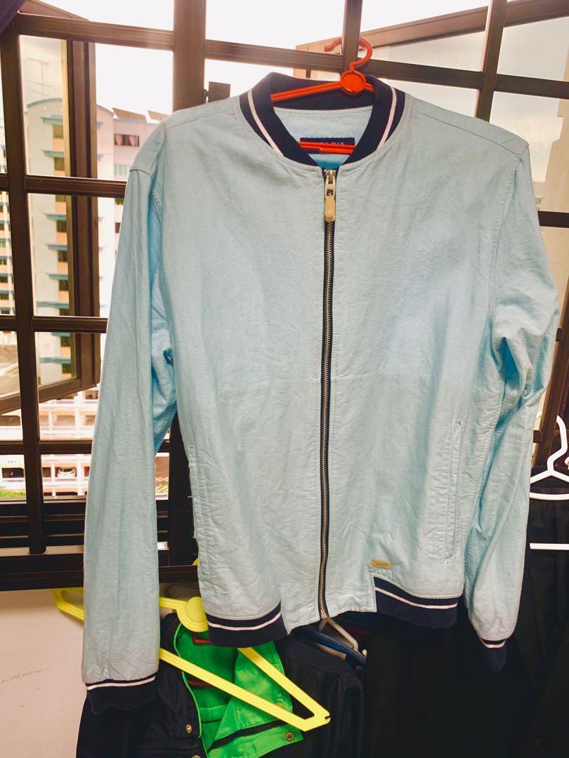 Zara Light Blue Bomber Jacket, Men's Fashion, Coats, Jackets and ...