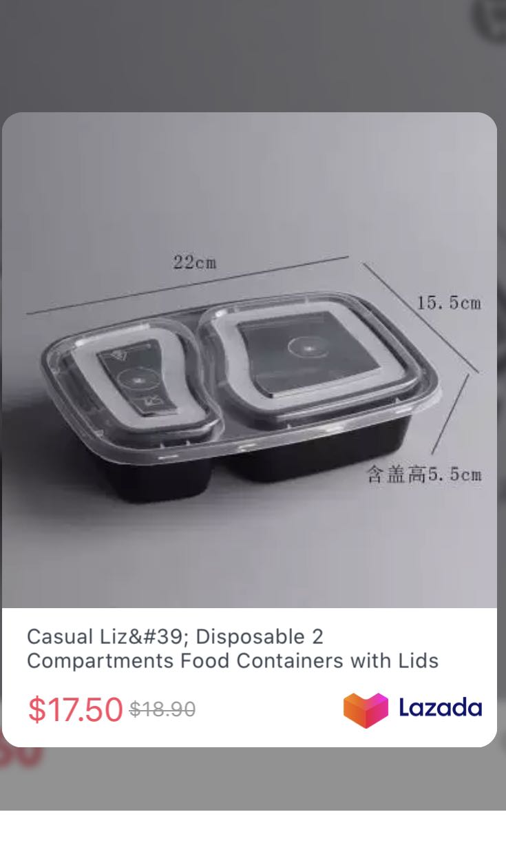 2 compartment disposable bento box (50s’), Furniture & Home Living ...