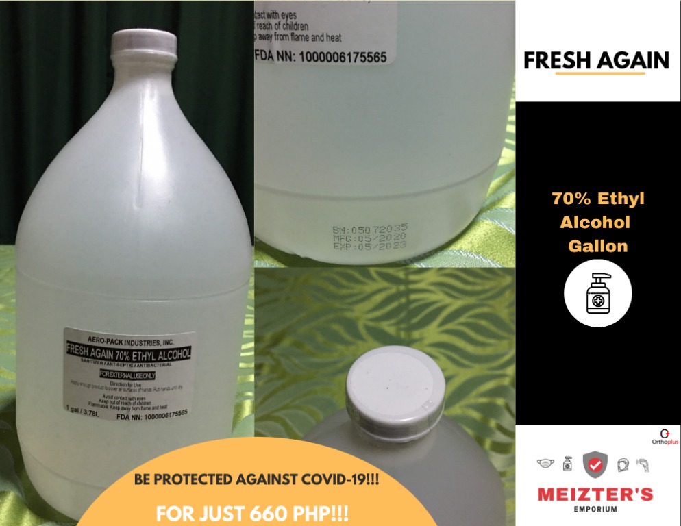 Fresh Again 70% Sol. Ethyl Alcohol Antiseptic/Disinfectant/Sanitizer ...