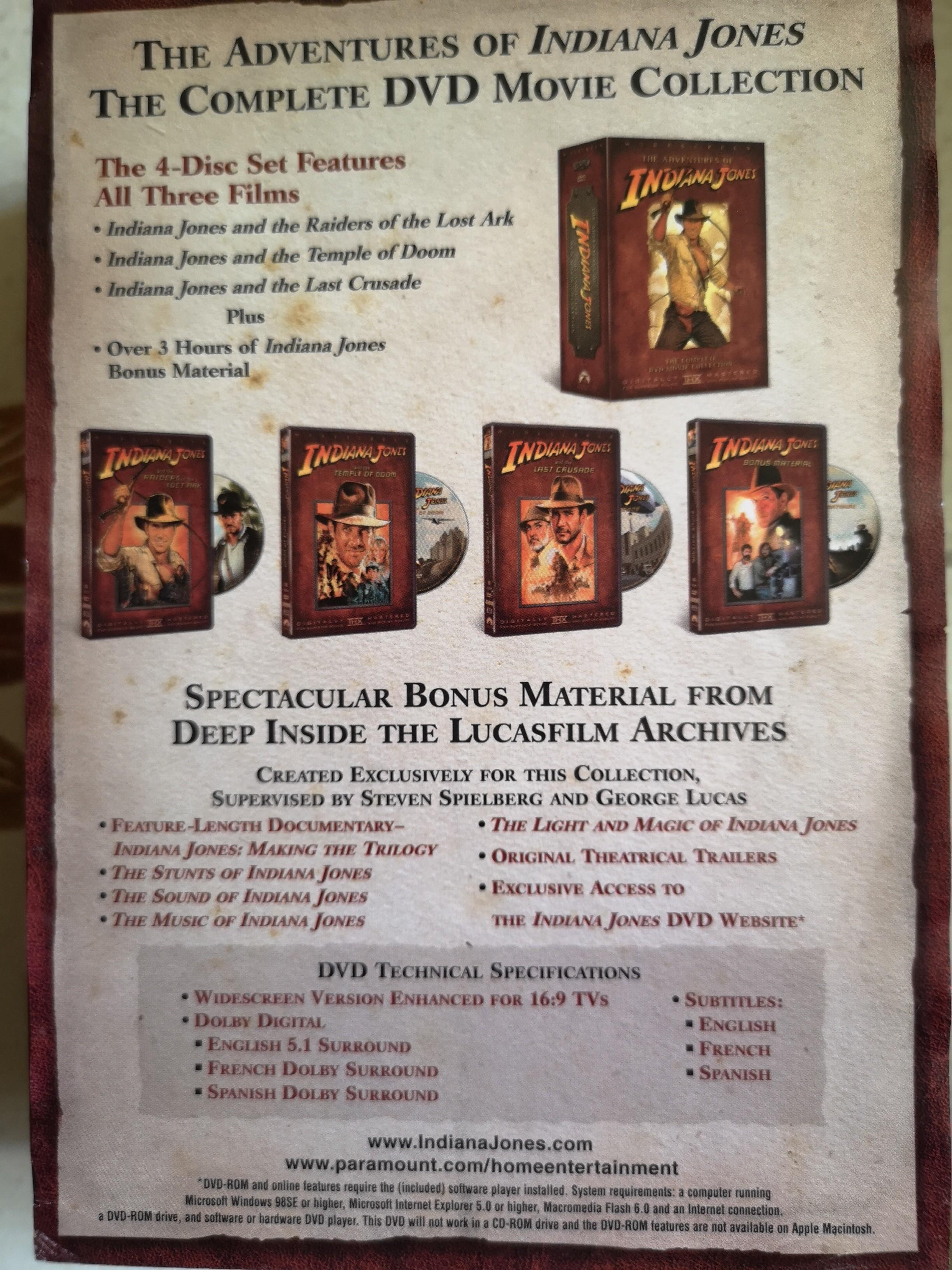 Indiana Jones Box Set (R1), TV & Home Appliances, TV & Entertainment ...
