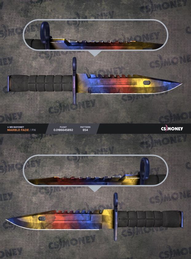 M9 Bayonet marble fade FN blue tip, Video Gaming, Gaming Accessories ...