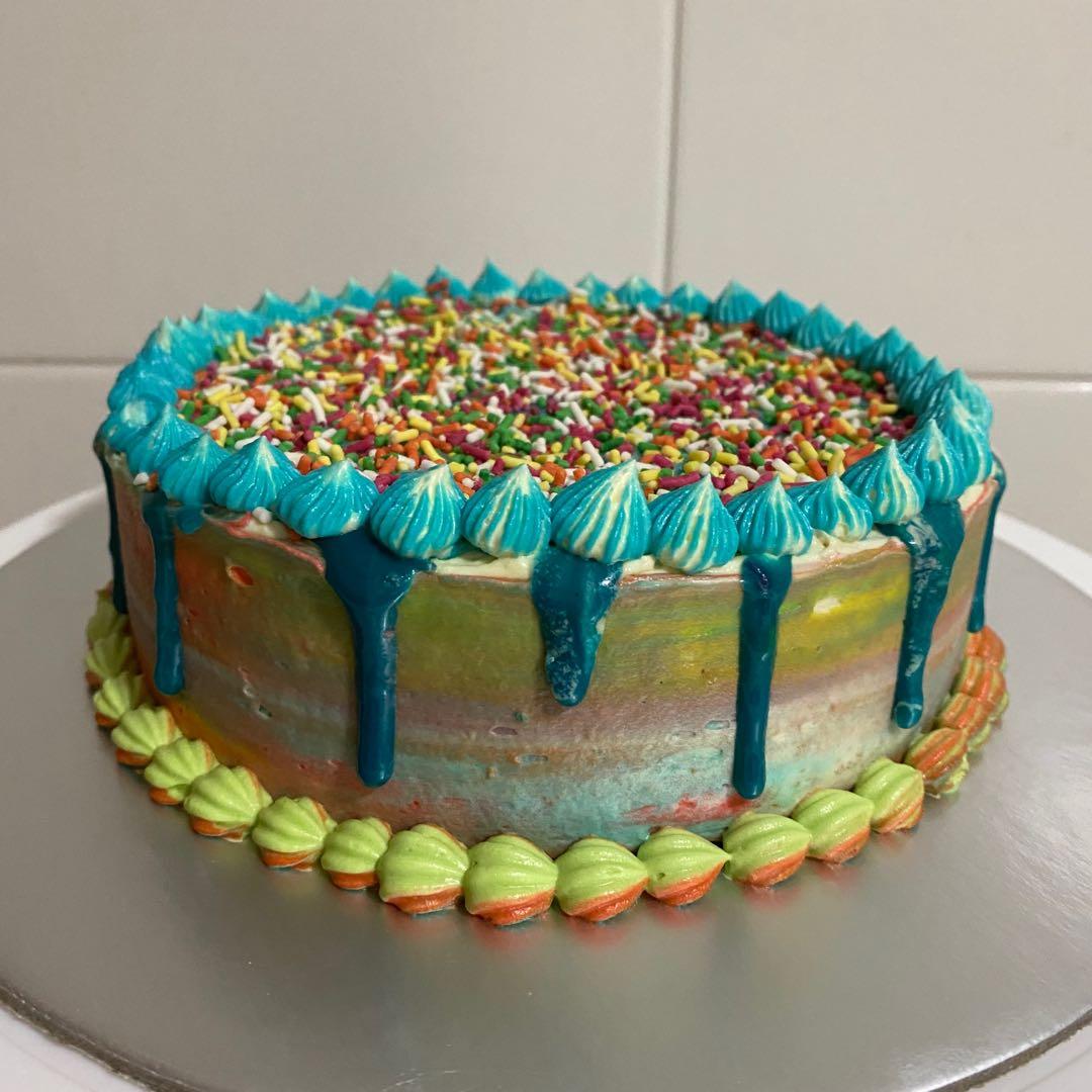 Psychedelic Style Birthday Cake, Food & Drinks, Homemade Bakes on Carousell