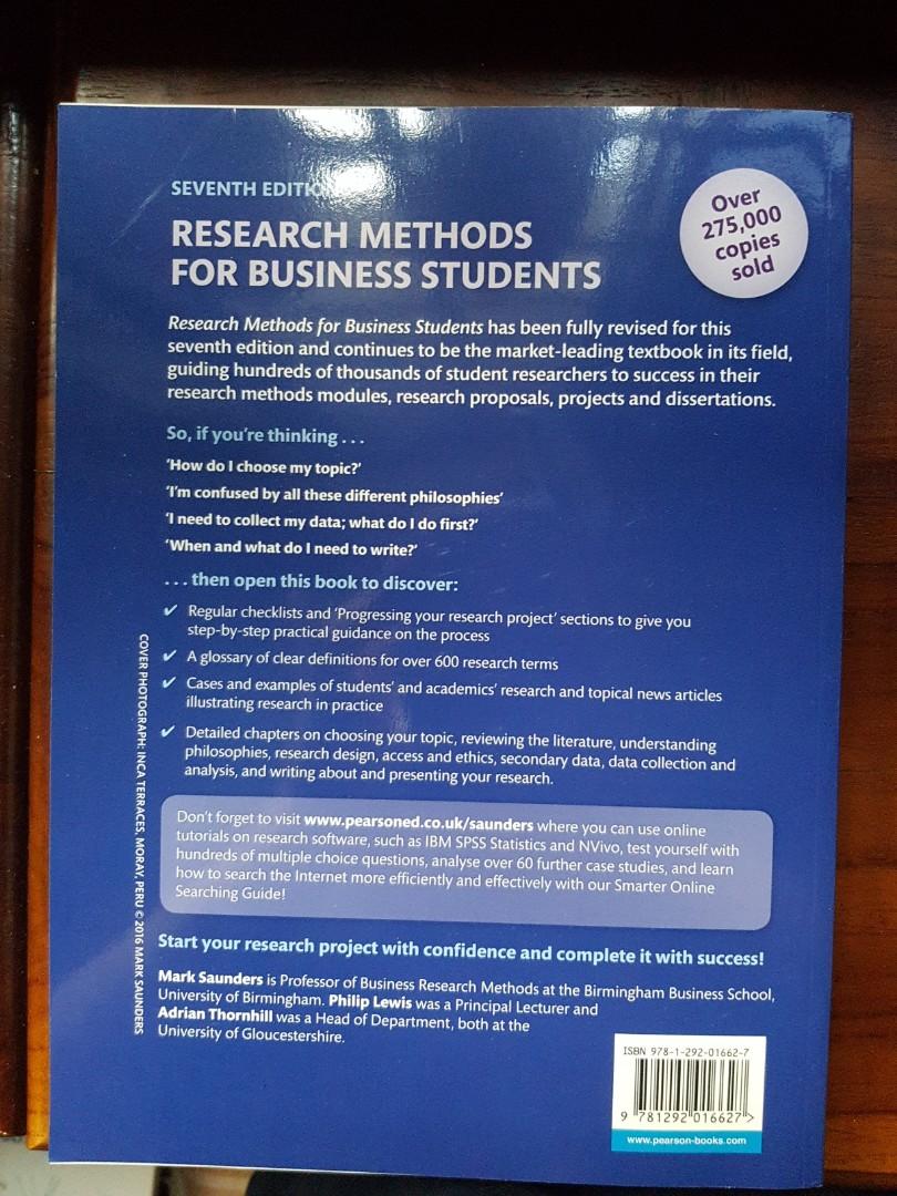 RESEARCH METHODS FOR BUSINESS STUDENTS TEXTBOOK ,PEARSON , KAPLAN ...